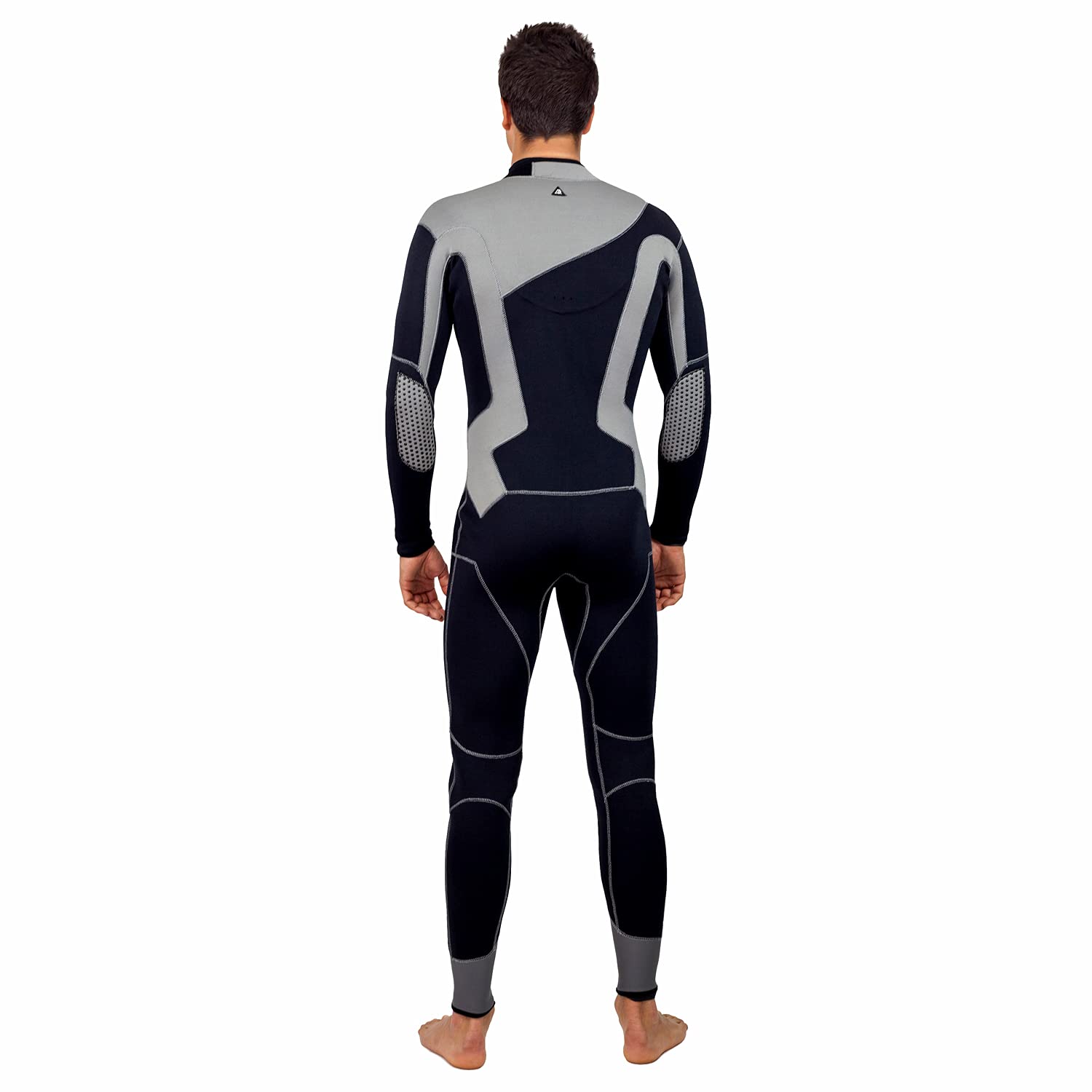 Aqua Polo Manta Ray Wetsuit for Men | Scuba Diving | 3 mm SC Neoprene | 4-Way Super Stretch | Neck Cuff Ankle Gaskets (Black/Grey, S Tall)