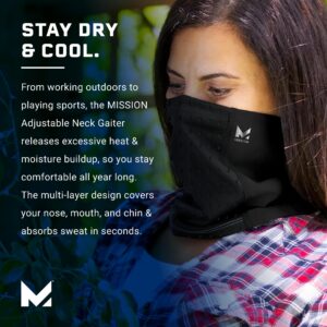 MISSION All-Season Adjustable Neck Gaiter, Anthracite - Lightweight - Ultra-Drying Fabric - Absorbs Sweat in Seconds - UPF 50 Sun Protection - Machine Washable