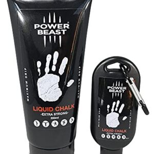 POWER BEAST Liquid Chalk, 2 Bottles Combo of 200 + 50 ML, Liquid Sports Chalk, Free Professional Hand Grip for Gym, Weightlifting, Rock Climbing, Gymnastics, Crossfit, Powerlifting, Pole Dance.