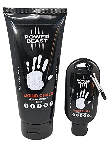 POWER BEAST Liquid Chalk, 2 Bottles Combo of 200 + 50 ML, Liquid Sports Chalk, Free Professional Hand Grip for Gym, Weightlifting, Rock Climbing, Gymnastics, Crossfit, Powerlifting, Pole Dance.