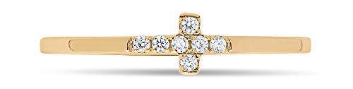 Milla Cross Rings for Women - 925 Sterling Silver Rings & 14K Gold Plated Rings - Christian Gifts for Women, Catholic Gifts, Religious Gifts for Women (14K Gold Plated, Size 7)