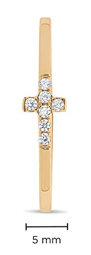 Milla Cross Rings for Women - 925 Sterling Silver Rings & 14K Gold Plated Rings - Christian Gifts for Women, Catholic Gifts, Religious Gifts for Women (14K Gold Plated, Size 7)