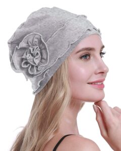 osvyo chemo headwear turban cap for women - cancer beanie hair loss sealed packaging light grey