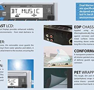 Dual Electronics WCPSX422BT Marine Stereo LCD Single DIN | Marine Radio with Built-in Bluetooth | SiriusXM SXV300 Tuner | Two 6.5-inch Dual Cone Marine Speakers and Marine Antenna