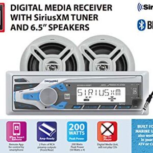 Dual Electronics WCPSX422BT Marine Stereo LCD Single DIN | Marine Radio with Built-in Bluetooth | SiriusXM SXV300 Tuner | Two 6.5-inch Dual Cone Marine Speakers and Marine Antenna