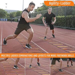 ALPHAWORX Agility Ladder, Agility Training Equipment, Soccer Speed ladder, Football Footwork Ladder, Workout Ladder for Kid Adult, Foldable Instant Set-up & Tangle-Free & Carry Bag (4 Rung * 3)