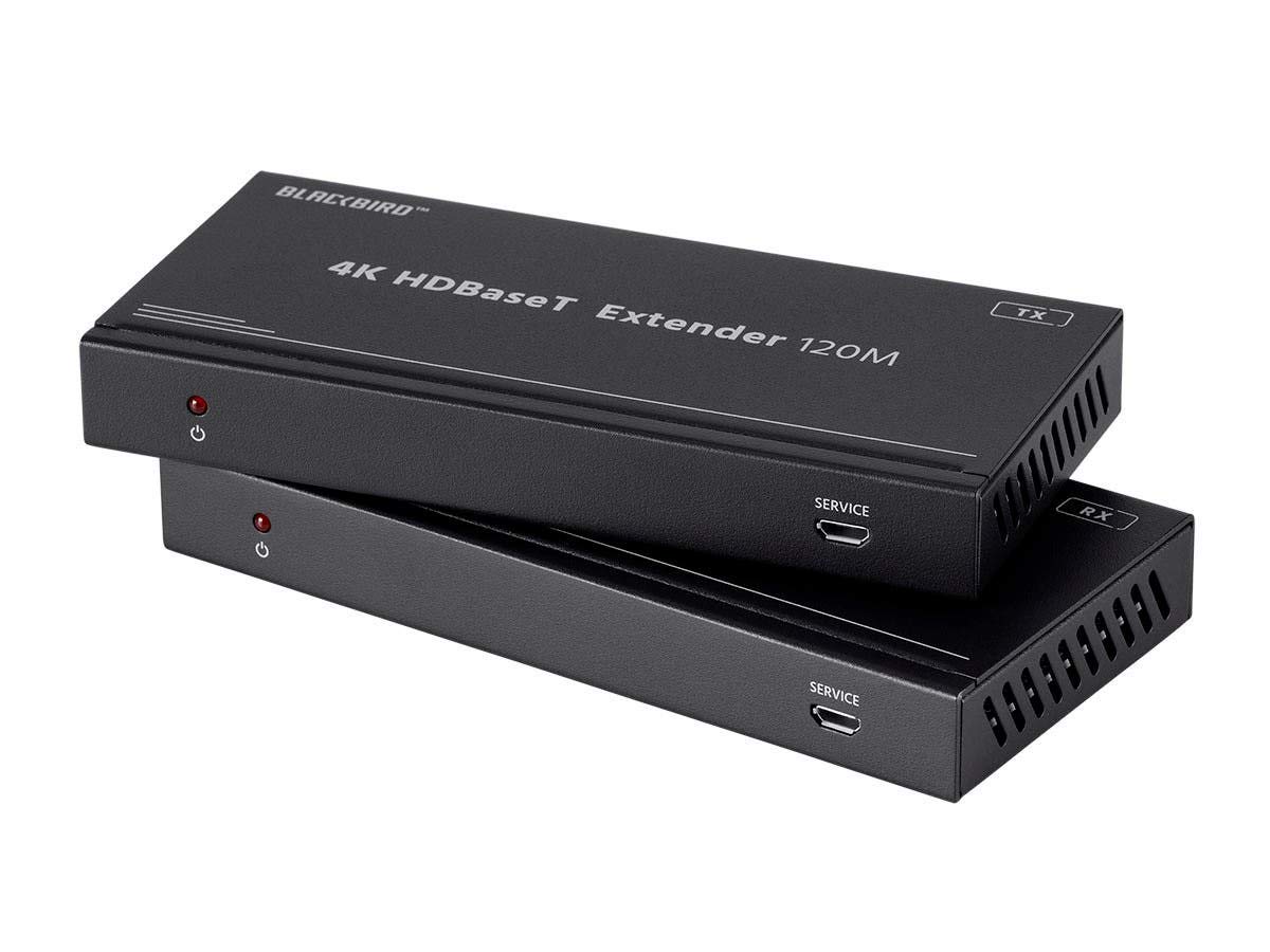 Monoprice 4K Pro HDBaseT Extender Kit - 120 Meters (394 Feet) HDR, 18Gbps, 4K@60Hz, YCbCr 4:4:4, HDCP 2.2, PoC, RS-232, HDMI Loop Out and Bidirectional IR - Blackbird Series