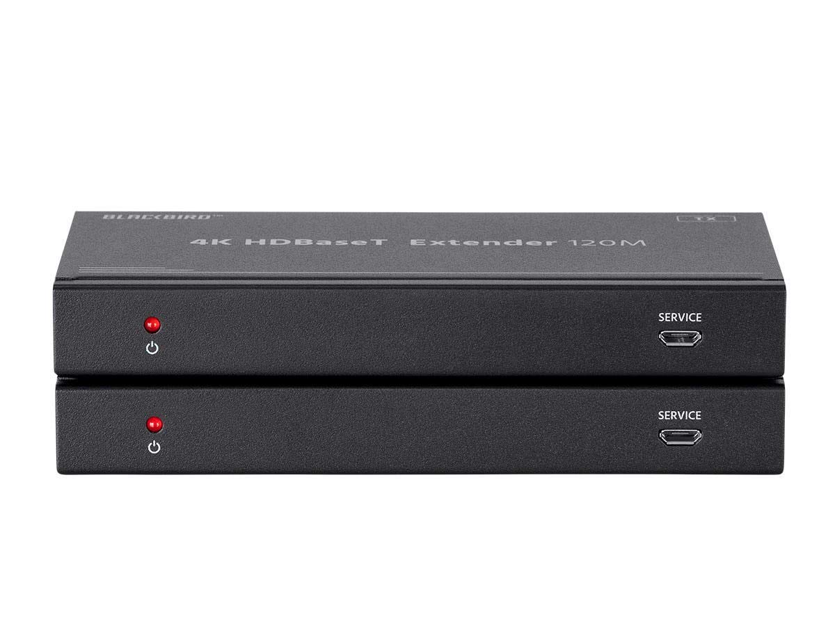 Monoprice 4K Pro HDBaseT Extender Kit - 120 Meters (394 Feet) HDR, 18Gbps, 4K@60Hz, YCbCr 4:4:4, HDCP 2.2, PoC, RS-232, HDMI Loop Out and Bidirectional IR - Blackbird Series