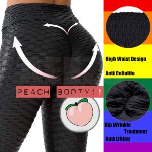 AEEZO Booty Leggings for Women Textured Scrunch Butt Lift Yoga Pants Slimming Workout High Waisted Anti Cellulite Tights