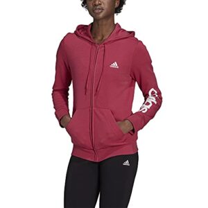 adidas womens essentials full-zip hoodie wild pink/white/white small