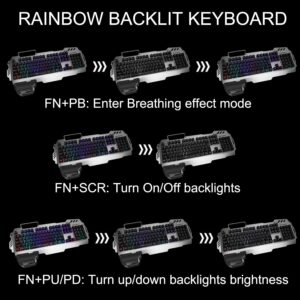 Wired Keyboard and Mouse Combo - Rainbow Keyboard Ergonomic Mechanical Feeling Colorful Led Light Up Keyboard Mouse