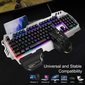 Wired Keyboard and Mouse Combo - Rainbow Keyboard Ergonomic Mechanical Feeling Colorful Led Light Up Keyboard Mouse