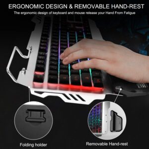 Wired Keyboard and Mouse Combo - Rainbow Keyboard Ergonomic Mechanical Feeling Colorful Led Light Up Keyboard Mouse