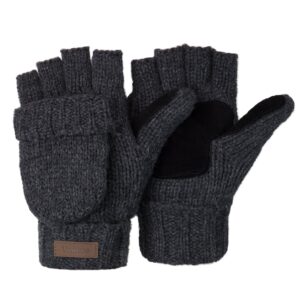 vigrace winter knitted convertible fingerless gloves wool mittens warm mitten glove for women and men