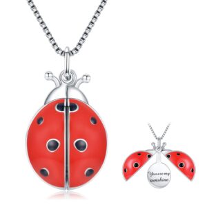 justkidstoy ladybug necklace 925 sterling silver locket necklace ladybug jewelry gifts for women gifts