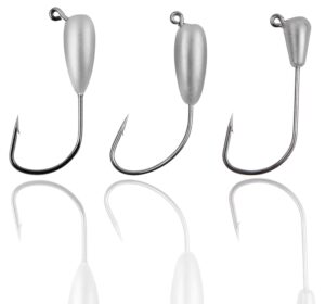 fishing jig head hooks - 12/24pcs fishing tube jig heads hooks unpainted water drop tube baits jig hooks worm bait for bass, freshwater saltwater fishing jigs size 1/8 oz,1/4 oz,3/8oz