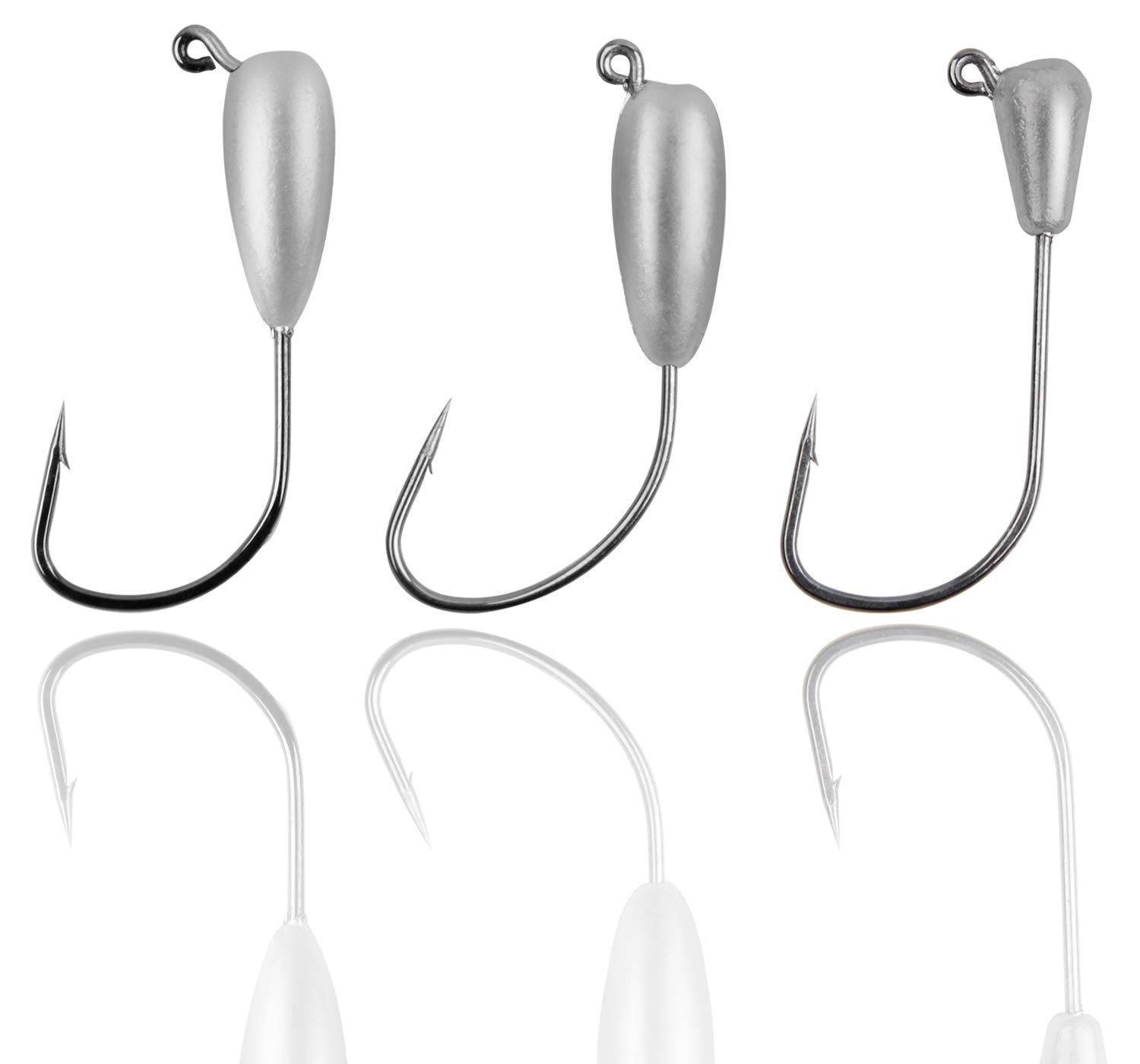 Fishing Jig Head Hooks - 12/24pcs Fishing Tube Jig Heads Hooks Unpainted Water Drop Tube Baits Jig Hooks Worm Bait for Bass, Freshwater Saltwater Fishing Jigs Size 1/8 oz,1/4 oz,3/8oz