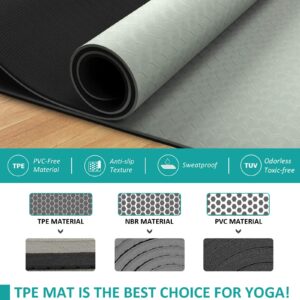 Yoga Mat with Strap, 1/3 Inch Extra Thick Yoga Mat Double-sided Non Slip, Professional TPE Yoga Mats for Women Men, Workout Mat for Yoga, Pilates and Floor Exercises