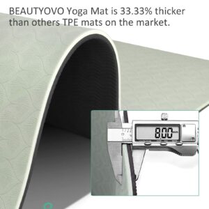 Yoga Mat with Strap, 1/3 Inch Extra Thick Yoga Mat Double-sided Non Slip, Professional TPE Yoga Mats for Women Men, Workout Mat for Yoga, Pilates and Floor Exercises