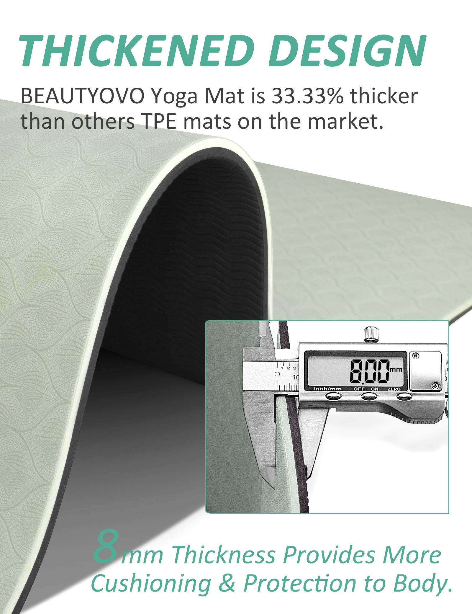 Yoga Mat with Strap, 1/3 Inch Extra Thick Yoga Mat Double-sided Non Slip, Professional TPE Yoga Mats for Women Men, Workout Mat for Yoga, Pilates and Floor Exercises