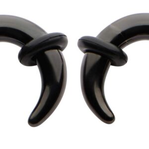 Zaya Body Jewelry Pair 1g 7mm Black Steel Ear Plugs Tunnels Tapers Pinchers Horseshoes Gauges Septum 1 gauge