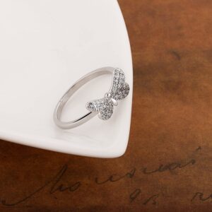 Kemstone Sterling Silver Dainty Butterfly CZ Ring Women Fashion Jewelry Gold/Silver Rings Size 5-9 (silver, 7)