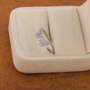 Kemstone Sterling Silver Dainty Butterfly CZ Ring Women Fashion Jewelry Gold/Silver Rings Size 5-9 (silver, 7)