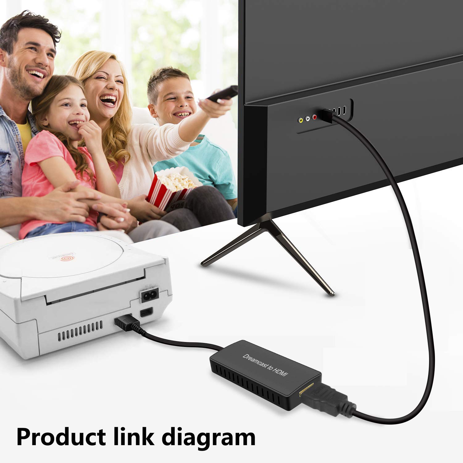 Y.D.F Dreamcast to HDMI Converter Supports 16:9/4:3 Switching, HD Link Cable for Sega Dreamcast, HDMI Cable for Sega Dreamcast (Sega DC)