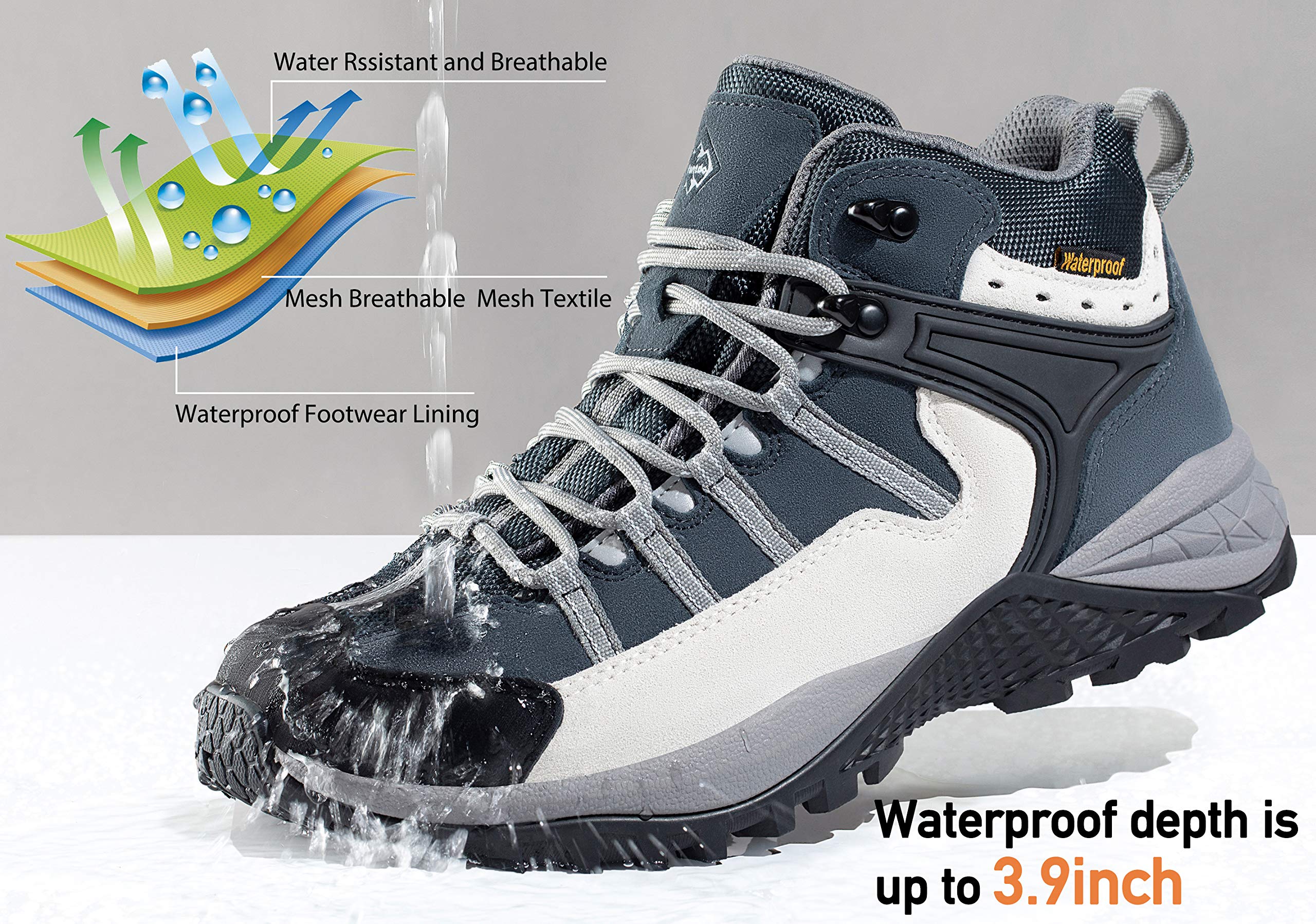 Wando Women's Winter Waterproof Boots Lightweight and hard-wearing Outdoor Hiking Shoes Anti slip Work Boots Tactical Boots.