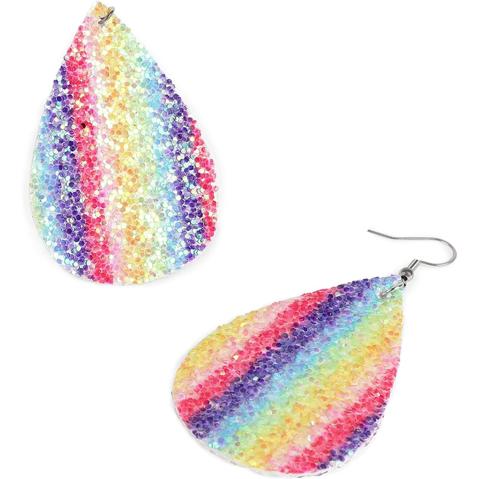 Glamlily Glitter Teardrop Earrings, 12 Assorted Designs (1.5 x 2.2 In, 12 Pairs)