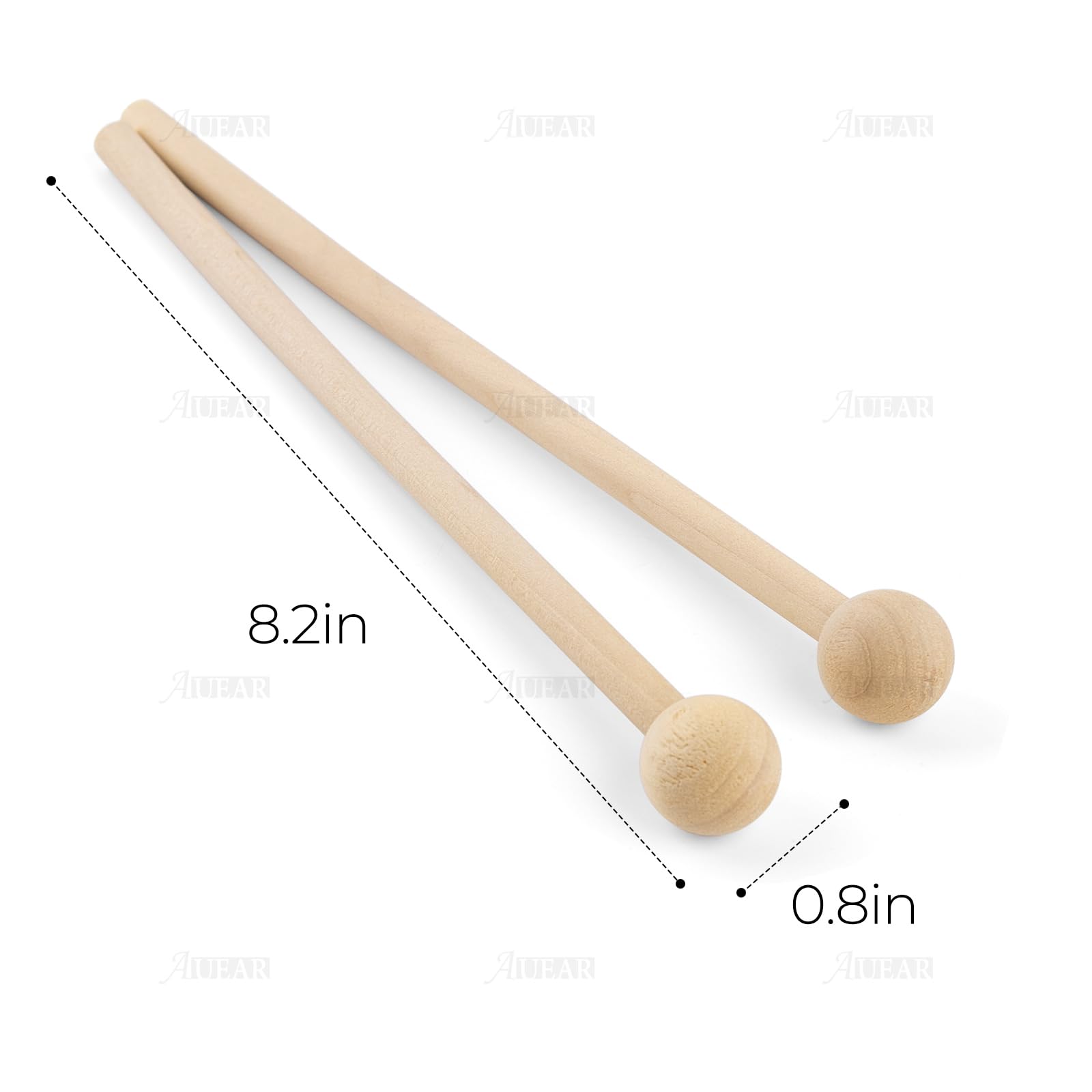 AUEAR, 8 Inch Long Wood Mallets Percussion Sticks for Xylophone Glockenspiel Percussion Energy Chime Wood Block and Bells (2 Pack)