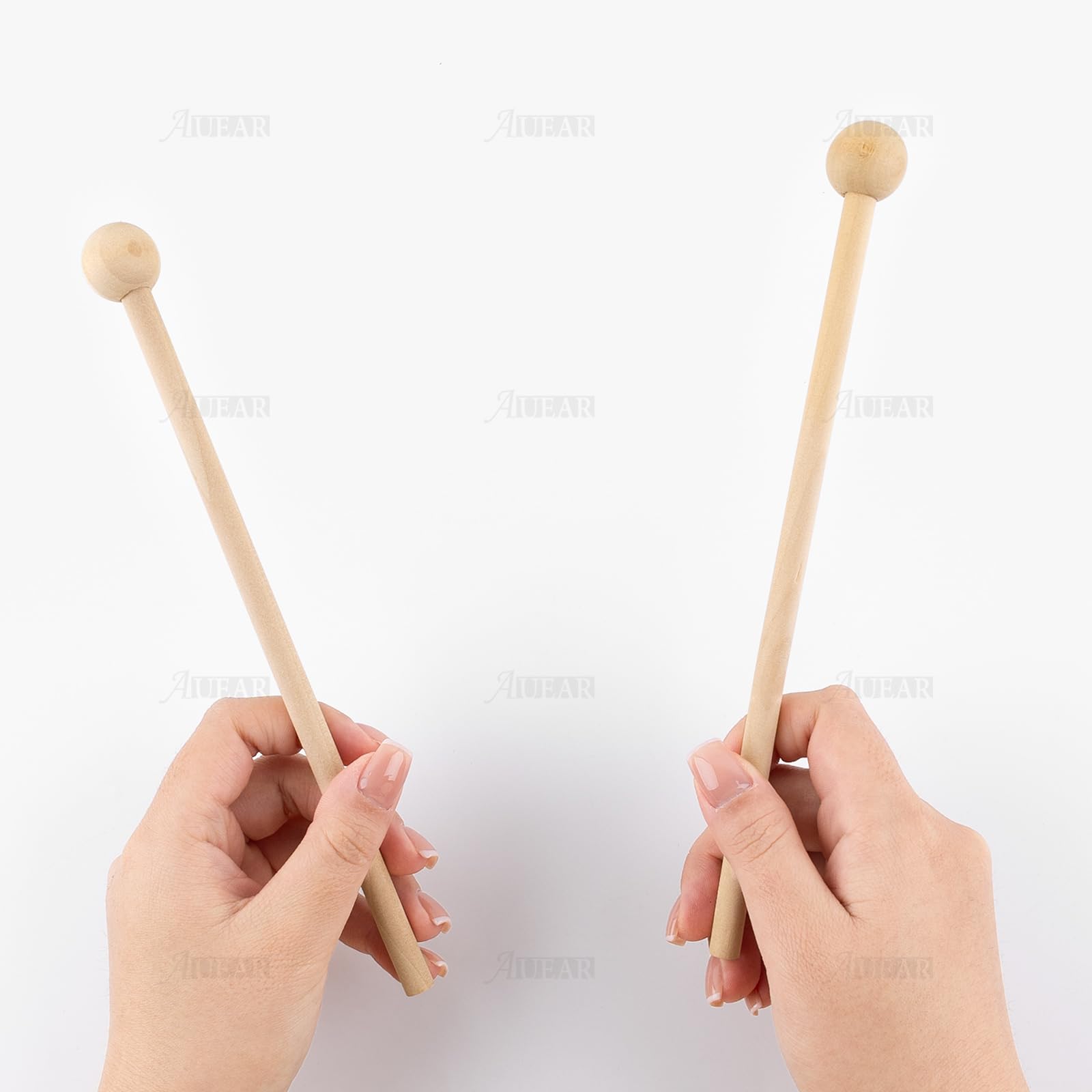 AUEAR, 8 Inch Long Wood Mallets Percussion Sticks for Xylophone Glockenspiel Percussion Energy Chime Wood Block and Bells (2 Pack)