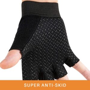 Kids Half Finger Cycling Gloves Non-Slip Fingerless Adjustable Mitten Shock-Absorbing Gloves for Boys Girls Fishing Biking Exercise Training Roller Skating Parkour Outdoor Sports