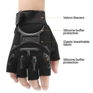 Kids Half Finger Cycling Gloves Non-Slip Fingerless Adjustable Mitten Shock-Absorbing Gloves for Boys Girls Fishing Biking Exercise Training Roller Skating Parkour Outdoor Sports