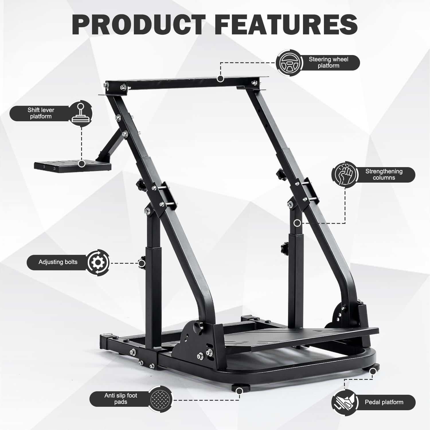 Hottoby G923 Racing Steering Wheel Stand Reinforcement Bar Fit for Logitech Thrustmaster G27,G29,G920 T300RS,T80,T150 Driving Simulator Frame,No Steering Wheel,Pedals,Handbrake