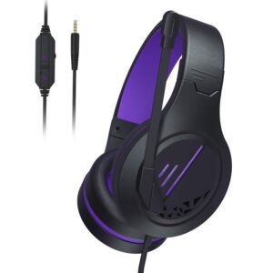 anivia stereo gaming headset for ps4, pc, xbox one controller, noise cancelling over ear headphones with mic, soft memory earmuffs for laptop/mac/nintendo/ps3 games(purple)