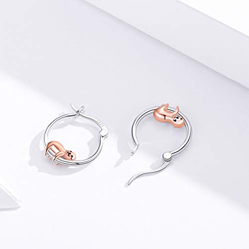 JUSTKIDSTOY Hypoallergenic Sloth Earrings for Women Girls Sterling Silver Small Cute Earrings Huggie Hoop Earrings for Sensitive Ears Sloth Jewelry Graduation Gifts for Daughter