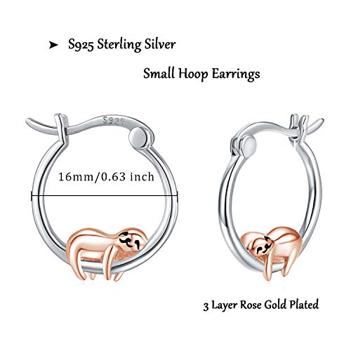 JUSTKIDSTOY Hypoallergenic Sloth Earrings for Women Girls Sterling Silver Small Cute Earrings Huggie Hoop Earrings for Sensitive Ears Sloth Jewelry Graduation Gifts for Daughter