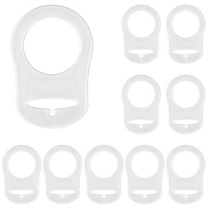 auear, 10 pack silicone adapter rings holder for nipple pacifier clip food grade transparent color