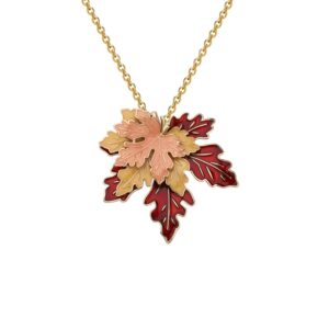 lqri maple leaf necklace tri-color metal maple leaf pendant women long necklace canadian maple leaves clothing accessories