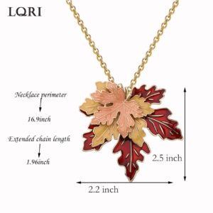 LQRI Maple Leaf Necklace Tri-Color Metal Maple Leaf Pendant Women Long Necklace Canadian Maple Leaves Clothing Accessories