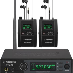 Phenyx Pro PTM-10 in Ear Monitor System in 900MHz Band Bundle with Compatible PTM-10 Bodypack Receiver