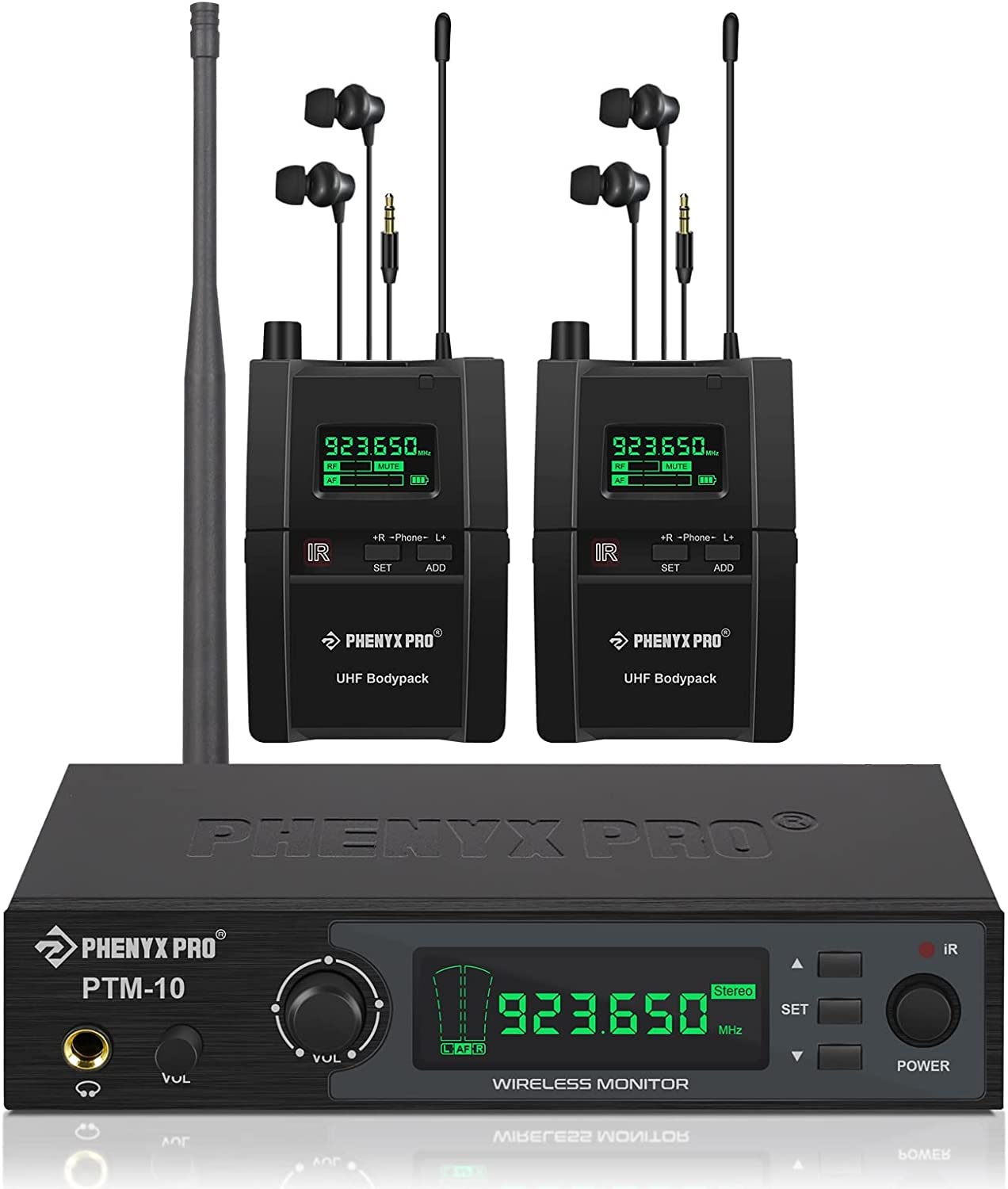 Phenyx Pro PTM-10 in Ear Monitor System in 900MHz Band Bundle with Compatible PTM-10 Bodypack Receiver