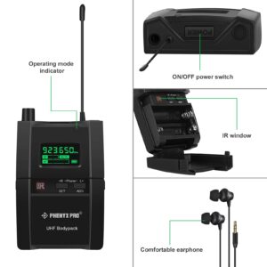 Phenyx Pro PTM-10 in Ear Monitor System in 900MHz Band Bundle with Compatible PTM-10 Bodypack Receiver