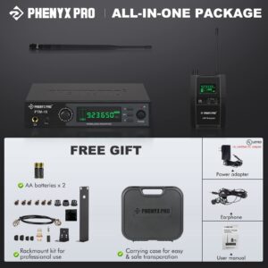 Phenyx Pro PTM-10 in Ear Monitor System in 900MHz Band Bundle with Compatible PTM-10 Bodypack Receiver