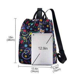 ALAZA Sugar Skull Cat Day of The Dead Backpack Purse for Women Anti Theft Fashion Back Pack Shoulder Bag