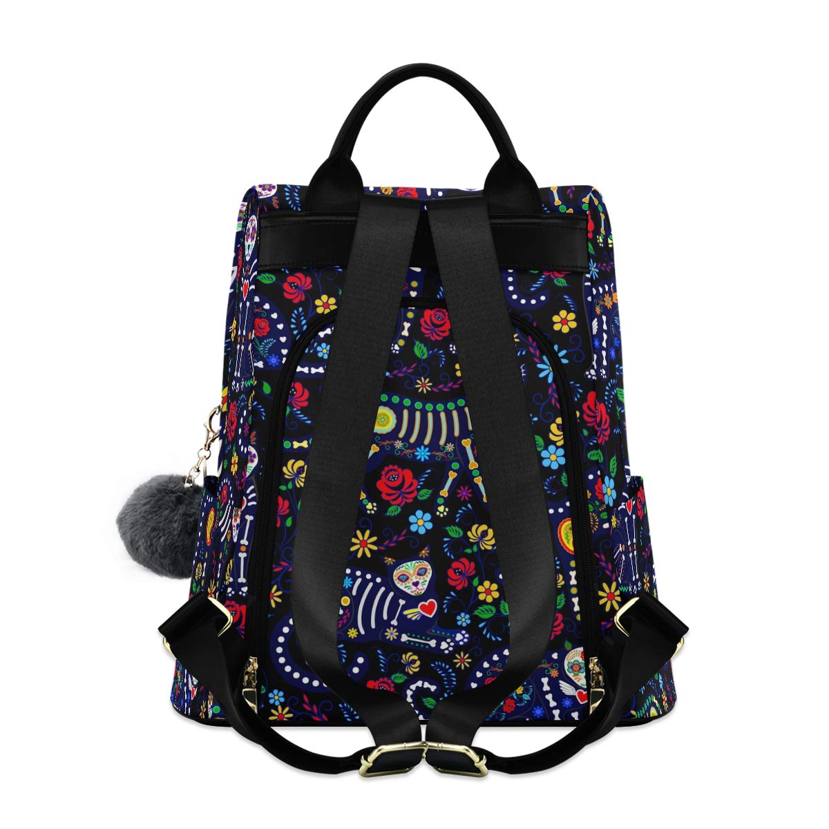 ALAZA Sugar Skull Cat Day of The Dead Backpack Purse for Women Anti Theft Fashion Back Pack Shoulder Bag