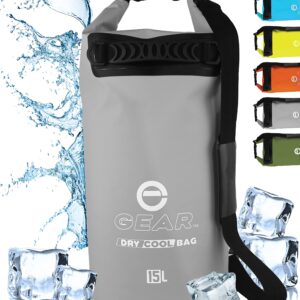 Enthusiast Gear Roll Top Insulated Backpack Cooler Dry Bag – Leak Proof, Collapsible, Waterproof with Padded Shoulder Strap - Perfect for Kayaking Fishing Beach Hiking - Orange, Grey, Blue