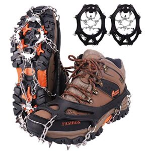 win.max crampons for shoes, traction cleats ice snow grips with 19 stainless steel spikes, shoe talons anti - slip boots spikes for walking, jogging, climbing and hiking (black, m)