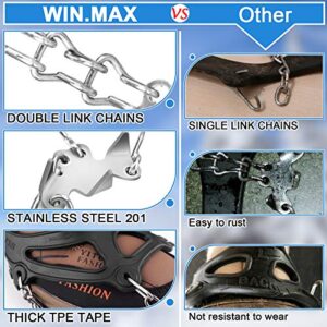 WIN.MAX Crampons for Shoes, Traction Cleats Ice Snow Grips with 19 Stainless Steel Spikes, Shoe Talons Anti - Slip Boots Spikes for Walking, Jogging, Climbing and Hiking (Black, M)